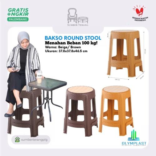 Jual Olymplast Rattan Round Plastic Stool Chair Kursi Bakso Kursi Baso Plastik Bulat - BEIGE ...