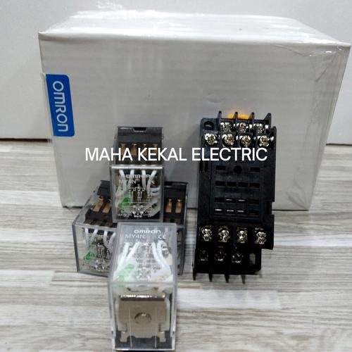 Jual relay omron my4n 24vdc 14 kaki 5 ampere lengkap dengan socket ...