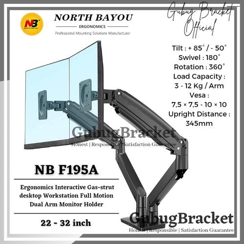 Jual Bracket TV Monitor 17 22 24 27 30 32 Inch NB F195A Full Motion ...