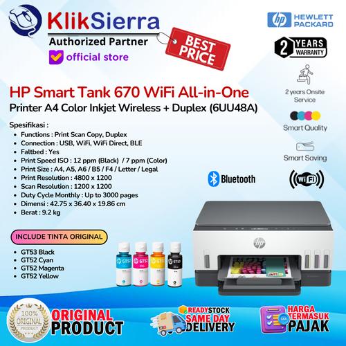 Jual HP 670 Printer Smart Tank 670 All in One Wireless Duplex Bluetooth ...