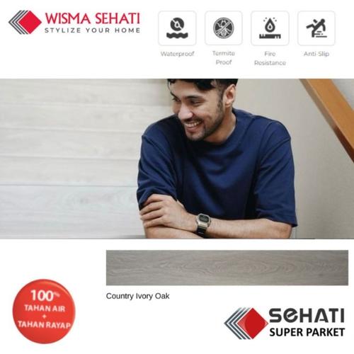 Promo Sehati Super Parket Lantai SPC Lantai Vinyl Lantai Kayu Abu-Abu ...