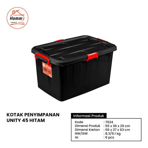 Promo Box container roda hommy serbaguna 45 liter hitam/tempat ...
