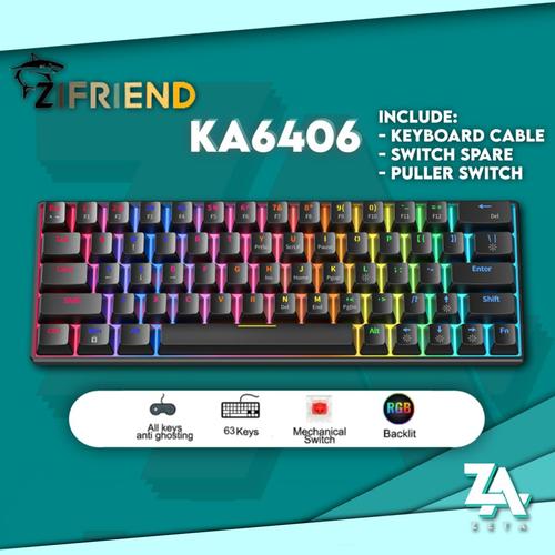 Jual ZIFRIEND KA6406 Mechanical Keyboard 63 Key RGB Backlit - Putih ...