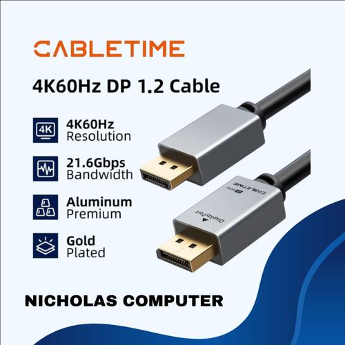 Jual CABLETIME Kabel DisplayPort DP 4K Ultra High Speed Male to Male ...