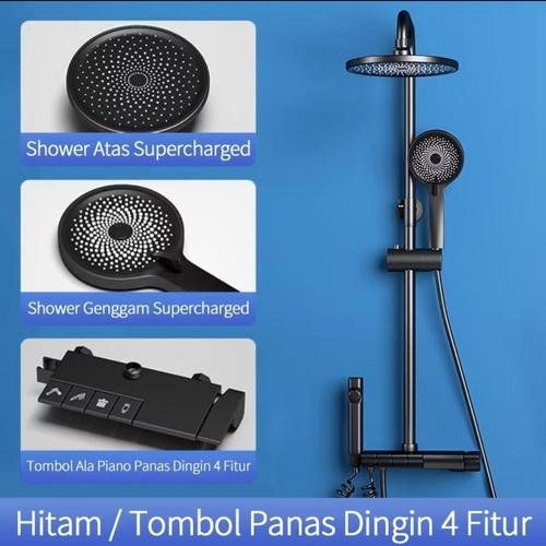 Jual SHOWER TIANG PIANO BULAT HITAM 4 FUNGSI MIXER/SHOWER COLUMNT BULAT ...