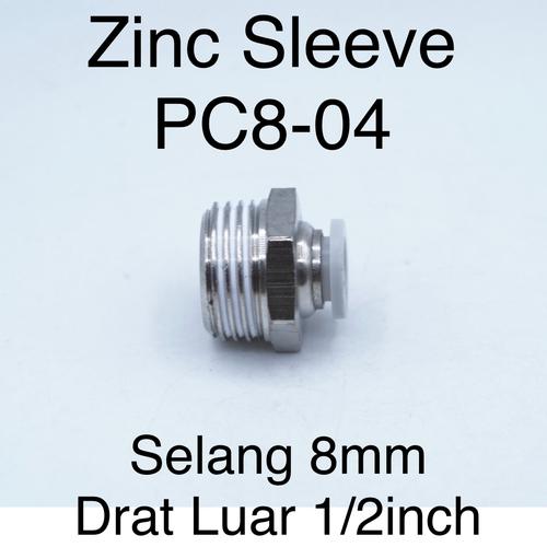 Jual PC8-04 PC8 04 Konektor Pneumatik Nepel Pneumatic Push Fitting Zinc ...