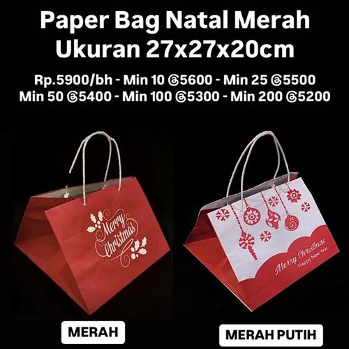 Jual Paper Bag Natal Merah Ukuran 27x27x20cm - Kota Depok - Yuli Kue ...