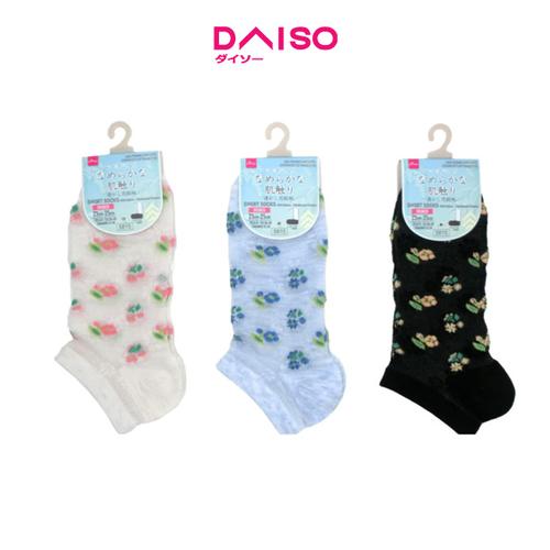 Jual Daiso Short Socks -With Rayon - Translucent Flowers- - Hitam ...