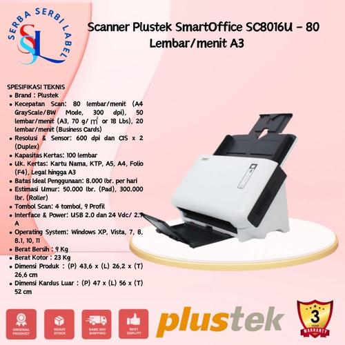 Jual Scanner Plustek SmartOffice SC8016U - 80 Lembar/menit (A3) - Jakarta Pusat - SerbaSerbi ...