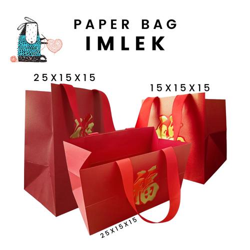 Jual Paper Bag Merah Imlek Toples Kue Kering - Dg Stiker Fuk, 15X15X15 ...
