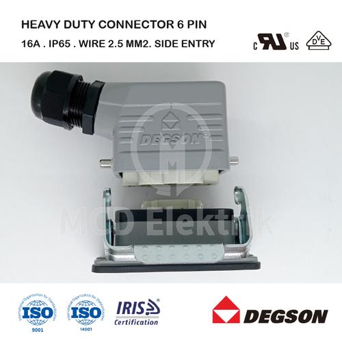 Jual Heavy Duty Connector 6 Pin Side Entry HDC-DE-06-16-01 Degson ...