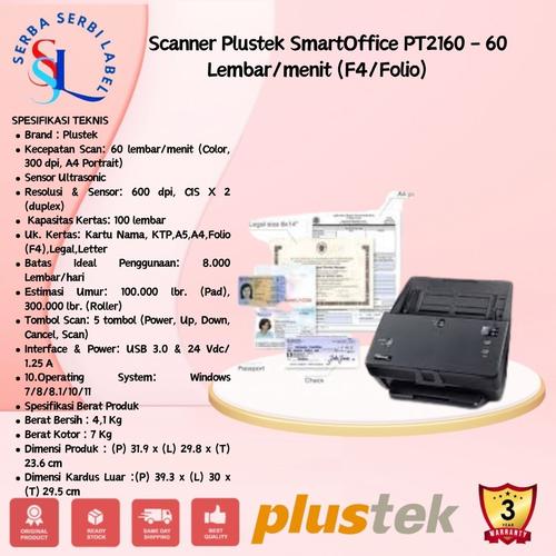 Jual Scanner Plustek SmartOffice PT2160 - 60 Lembar/menit F4/Folio ...