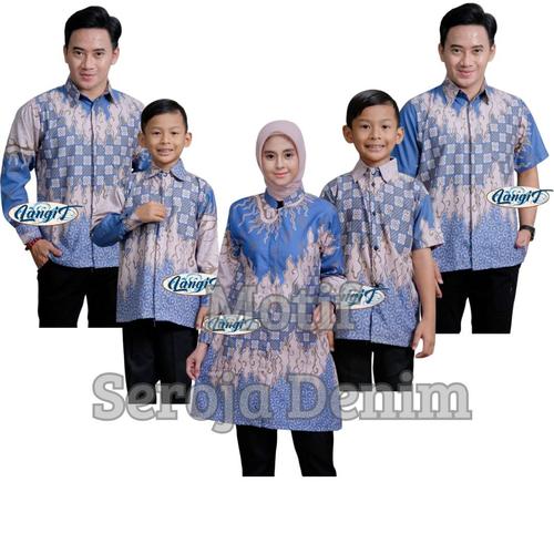 Jual MOTIF SEROJA DENIM Couple Batik Keluarga Sarimbit Batik Kemeja ...