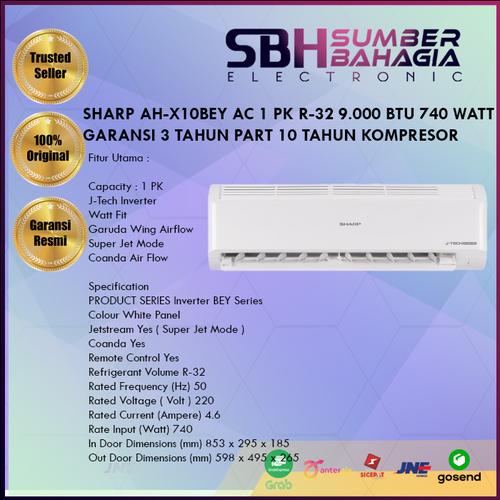 Jual SHARP AH-X10BEY AC 1 PK R-32 9.000 BTU 740 WATT GARANSI 3 TAHUN ...