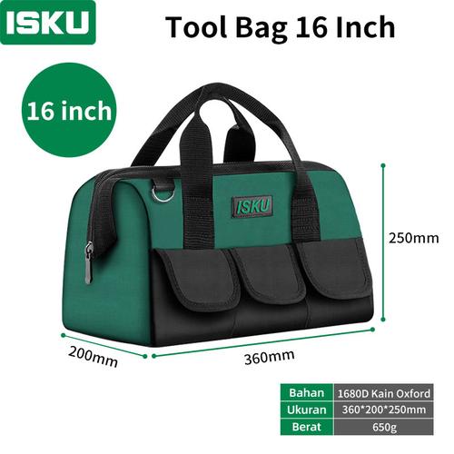 Promo ISKU tool bag besar ukuran 16 inch 1680D tas perkakas kain oxford ...