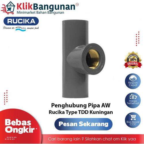 Promo RUCIKA TDD AW KUNINGAN 1/2 INCH / RUCIKA TEE DRAT DALAM BAHAN KUNINGAN / FITTING PIPA ...