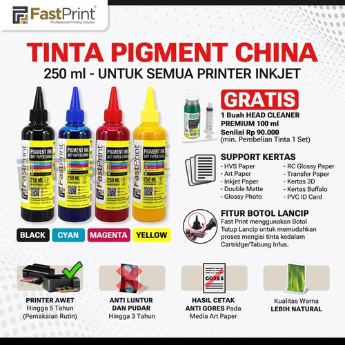 Jual Tinta Pigment Art Paper China Epson 1 Set - 4 Warna - 250 ML - 4 ...