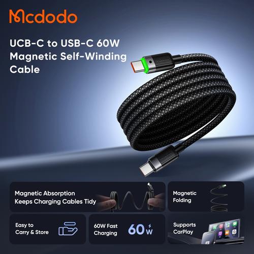 Jual MCDODO Kabel Data Type C to Type C Magnetic Self-Winding Fast ...