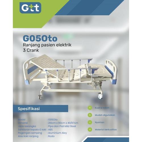 Promo GTT Bed Pasien Elektrik 3 Crank G05Oto Side Rail + Matras + Tiang ...