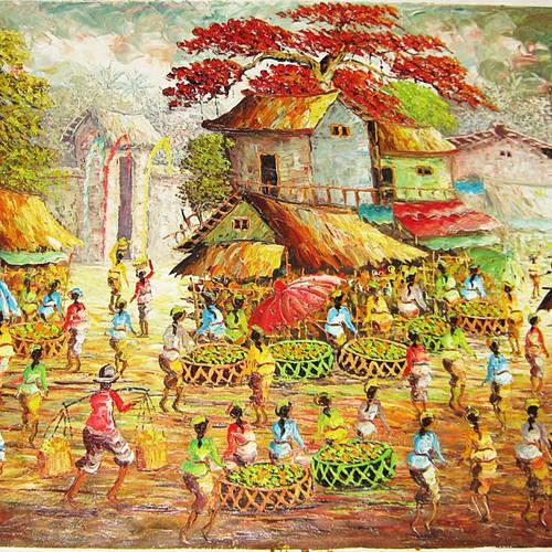 Jual Lukisan Pasar Tradisional Model Terbaru Asli Buatan Tangan (Ukuran ...