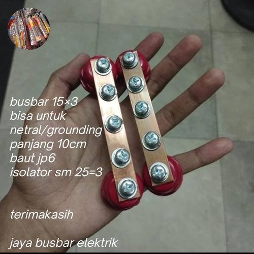 Jual Busbar tembaga 3mm×15mm×100mm bisa untuk netral Grounding dapet 2 ...
