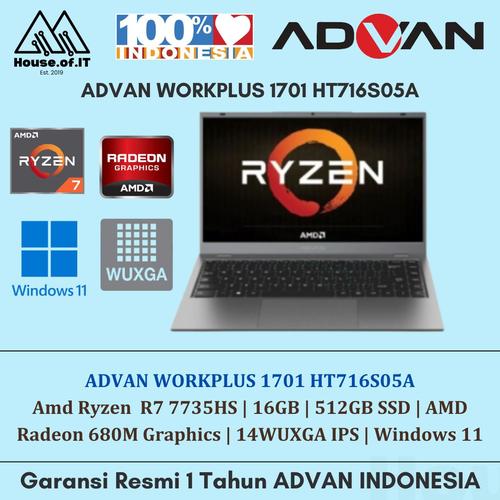 Promo LAPTOP ADVAN WORKPLUS 1701 (HT716S05A) R7 7735HS 16GB 512GB ...