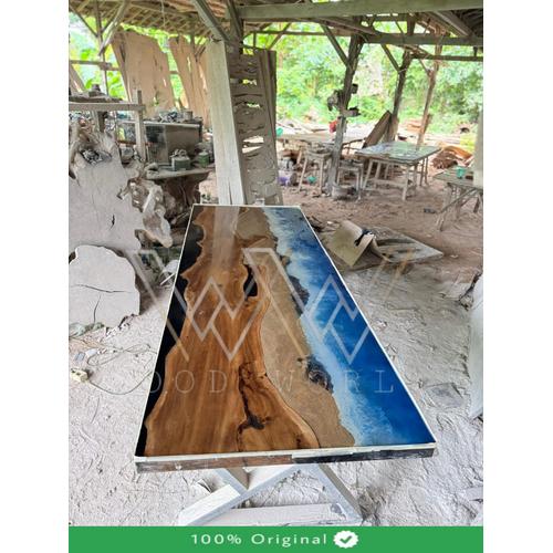 Jual Meja Makan Resin Epoxy Kayu Jati Motif Pantai - Kab. Jepara - WOOD ...