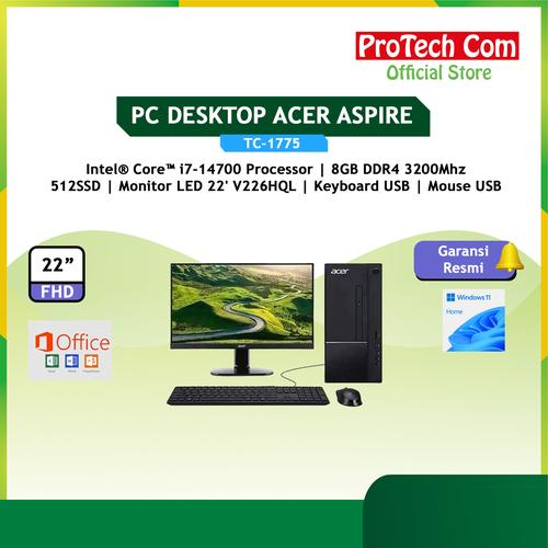 Promo ACER PC DESKTOP TC-1775 i7-14700 8GB 512GB W11 OHS + LED 21.5" Cicil 0% 3x - Jakarta Pusat ...