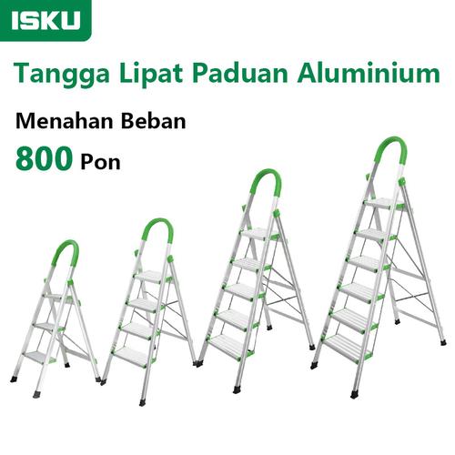 Promo ISKU tangga lipat multifungsi rumah aluminium 3/4/5/6 step tangga ...