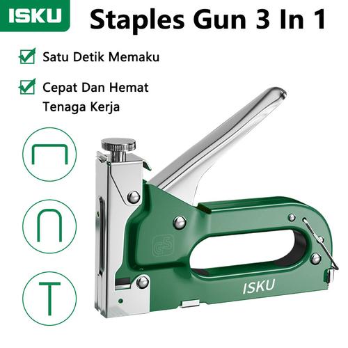 Promo ISKU staples tembak/stapler gun 3 in 1 tacker bisa 3 jenis ...