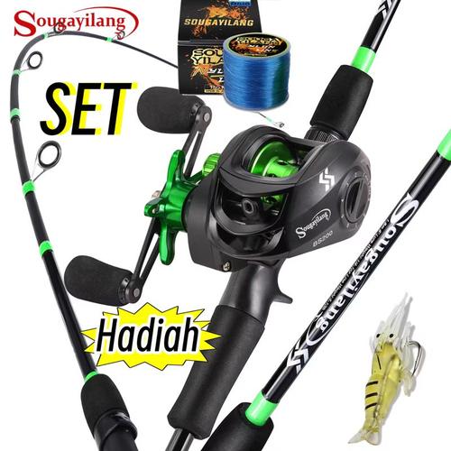 Jual Joran Set Lengkap Sougayilang Joran Casting Set 1.8M 2.1M 2 Sections Carbon Max Drag 10kg 7 ...