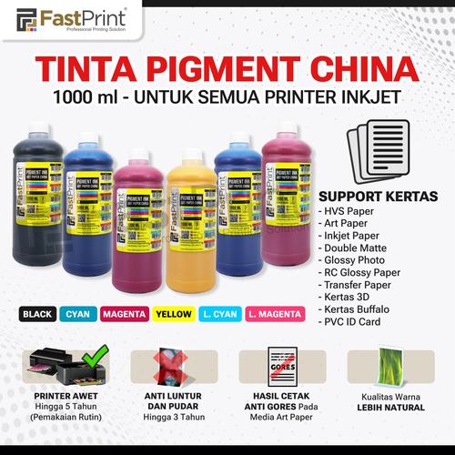 Jual Tinta Refill Pigment Art Paper China Epson 1000 ML 1 Set - 5 Warna ...