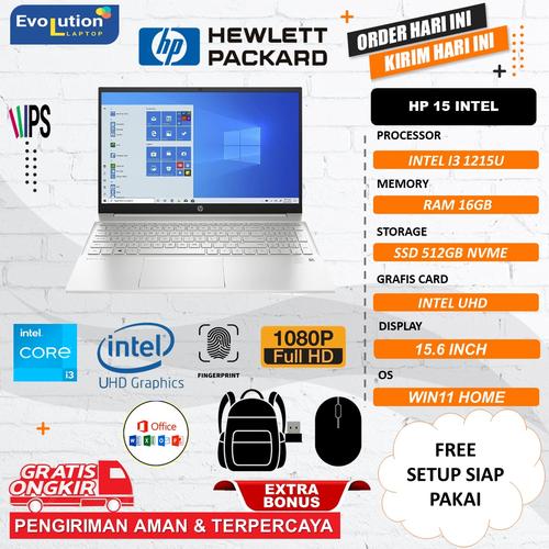 Jual Laptop HP 15 Intel i3 1215U ram 16GB ssd 512GB 15.6 FHD FP BL ...