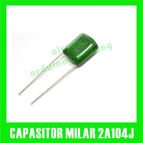 Promo Kapasitor Milar 2A104J 100nF Polyester Film Capacitor Spacing ...