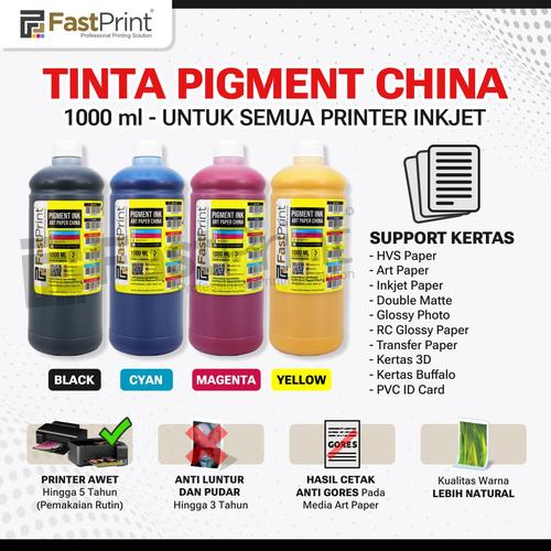 Jual Tinta Pigment Art Paper China Epson 1 Set - 4 Warna - 1000 ML - 4 ...