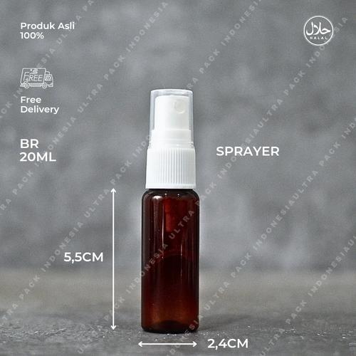 Jual BOTOL PET BR 20ML AMBER & SPRAYER PUTIH [ KEMASAN BOTOL MIST SPRAY ...
