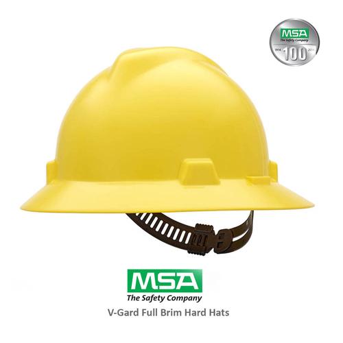 Promo MSA V-Gard Full Brim Hard Hats Yellow Staz-0n /Helm MSA Full Brim ...