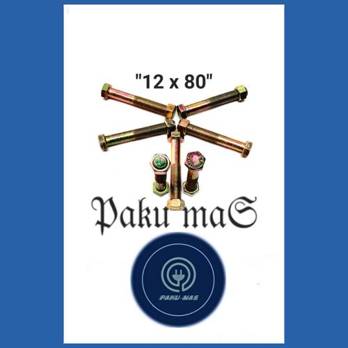 Jual Baut mur M12 x 80 baut ukuran 12 panjang 8 cm drat separuh - Kab ...
