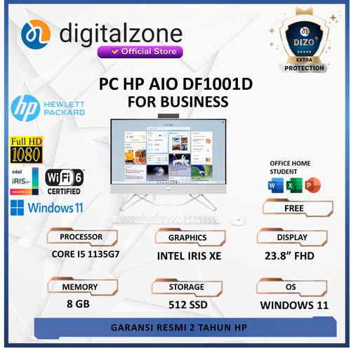 Promo HP AIO 24-DF1001D - i5 1135G7 8GB 512SSD 23.8"FHD IPS W11 OHS - YES, WHITE Cicil 0% 3x ...