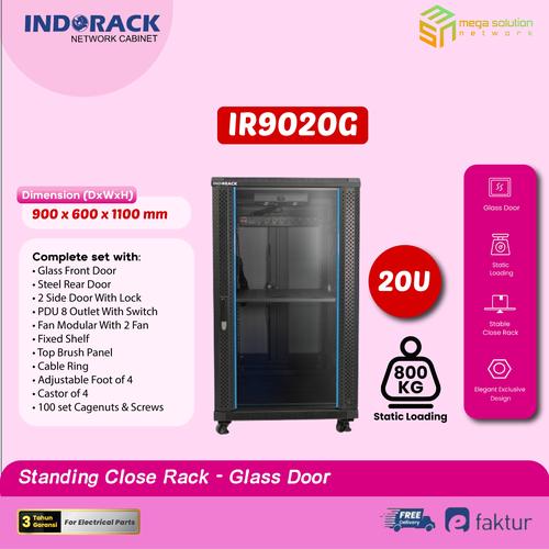 Jual Close Rack Indorack IR9020G 20U Depth 900mm Glass Door - Jakarta ...