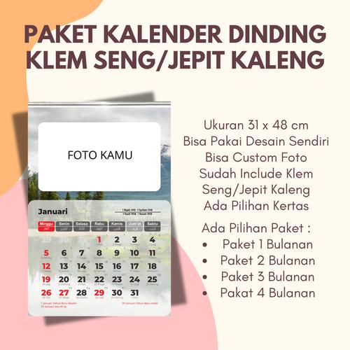 Jual (KLEM) PAKET KALENDER DINDING KLEM JEPIT KALENG 2024 CUSTOM A3 ...