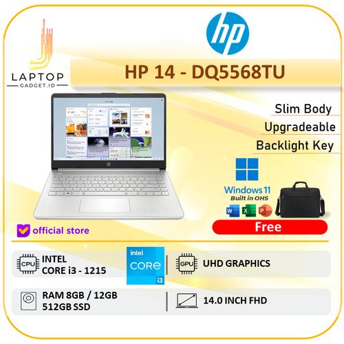 Promo Laptop Hp 14 DQ5568TU Intel i3 1215 8GB 512GB SSD W11+OHS 14.0FHD ...