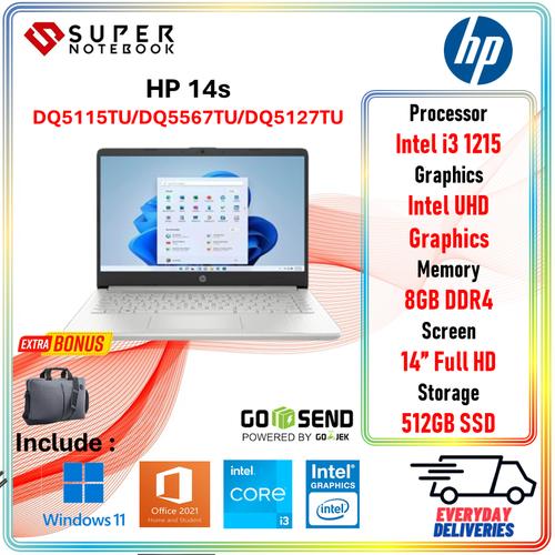 Jual HP 14 DQ5115TU Core i3 1215 Ram 8GB 512SSD W11+OHS 14.0FHD Blit ...