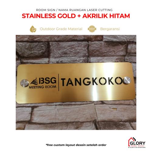 Promo GHD Nama Ruangan / Room Sign Laser Cut Stainless Gold + Akrilik ...