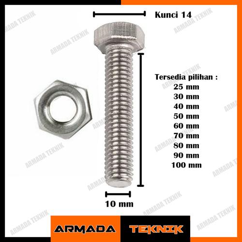 Jual Baut Mur Siku Rak Hexagon Putih BMP Hex M10 25-100 Kunci 14 Galvanis - M10 X 30 - Kota ...