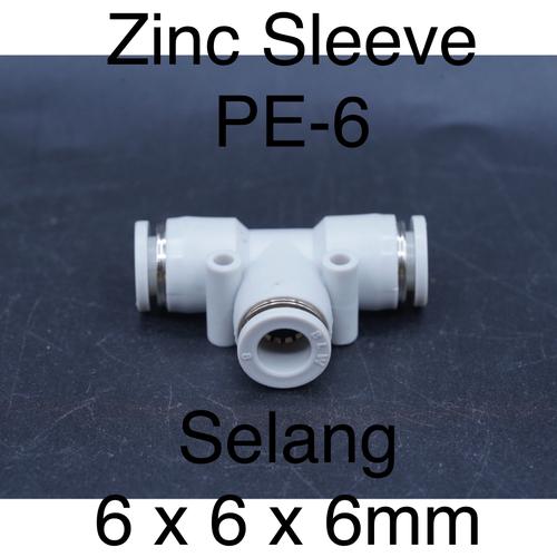 Jual PE-6 PE6 Konektor Pneumatik Zinc Sleeve Fitting T Tee Pneumatic ...