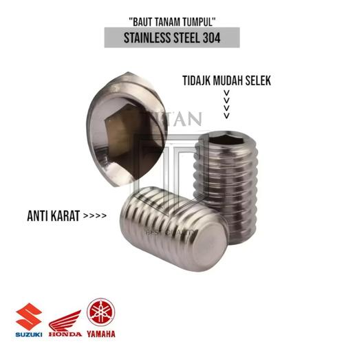 Jual Baut Tanam L M10 x 8 SS 304 BAUT TANAM TUMPUL Drat 10mm Grub Screw ...