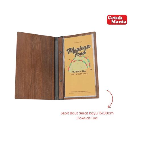 Promo Kayukama - Buku Menu Kayu Vinyl Jepit Baut Isi Plastik Mika 15x30 ...