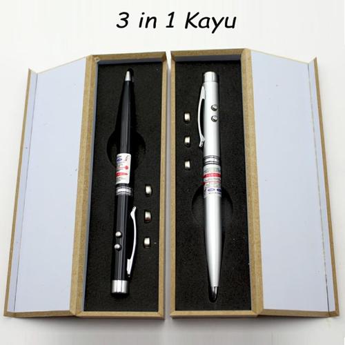 Jual pulpen Laser 3 In 1 Kayu Custom Grafir Laser UV Nama / Logo 1 Sisi ...