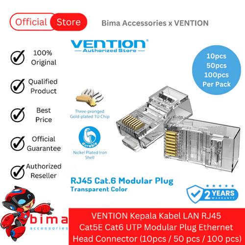 Jual VENTION Kepala Kabel LAN Head Connector RJ45 Cat5E Cat6 Cat6a UTP ...